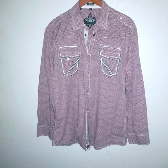 Roar | Shirts | Roar Alive Xl Mens Checbutton Front Embroidered Western ...